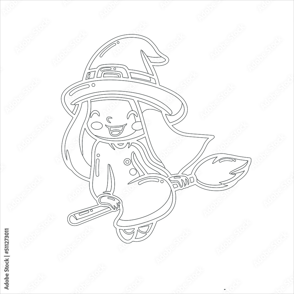 Sweet girl witch Coloring page , Cute chibi kawaii Witch characters ...