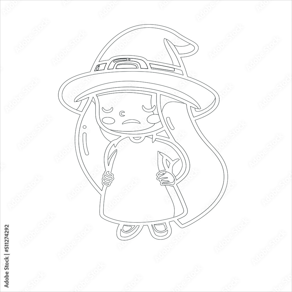 Sweet girl witch Coloring page , Cute chibi kawaii Witch characters ...