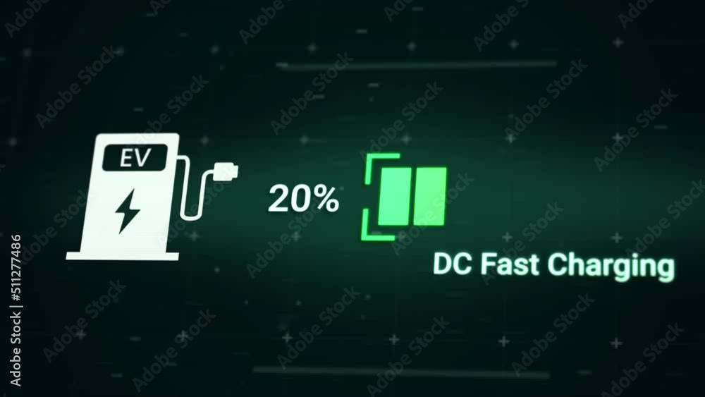 Battery charging status of electric vehicle interface using DC fast ...