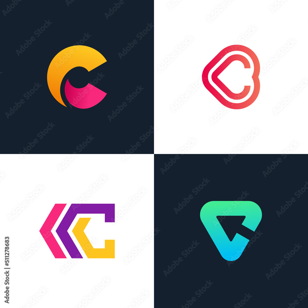 Initial letter c abstract logo design set icon symbol vector template ...