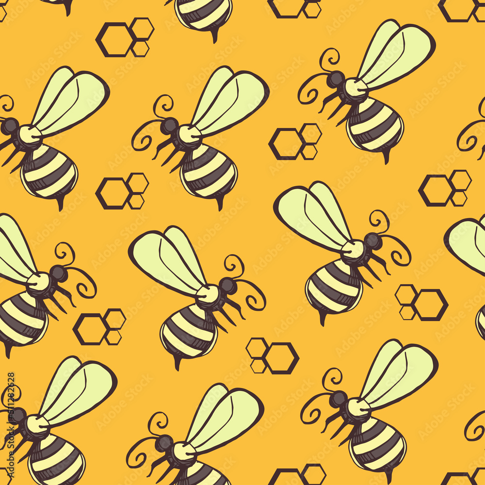 Poster Seamless texture with bees – Wall Art | UkPosters