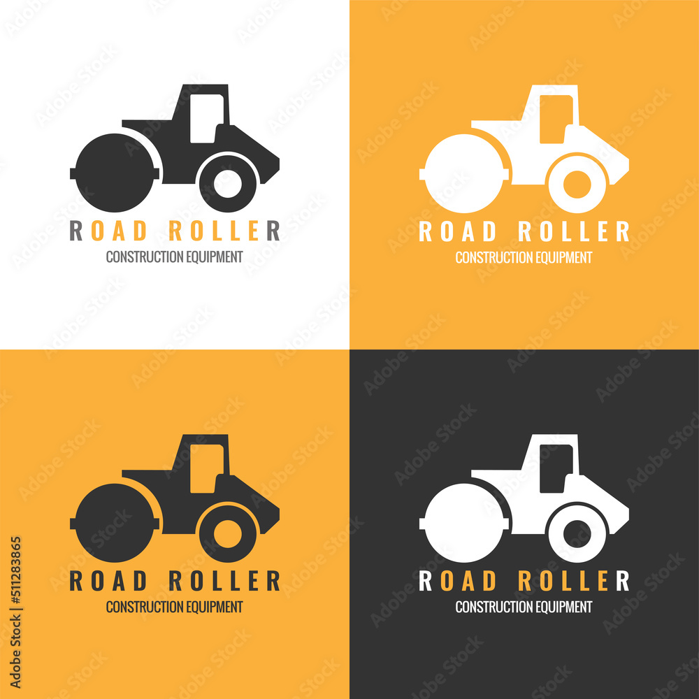 Logo construction. Road roller. Construction equipment. Vector ...