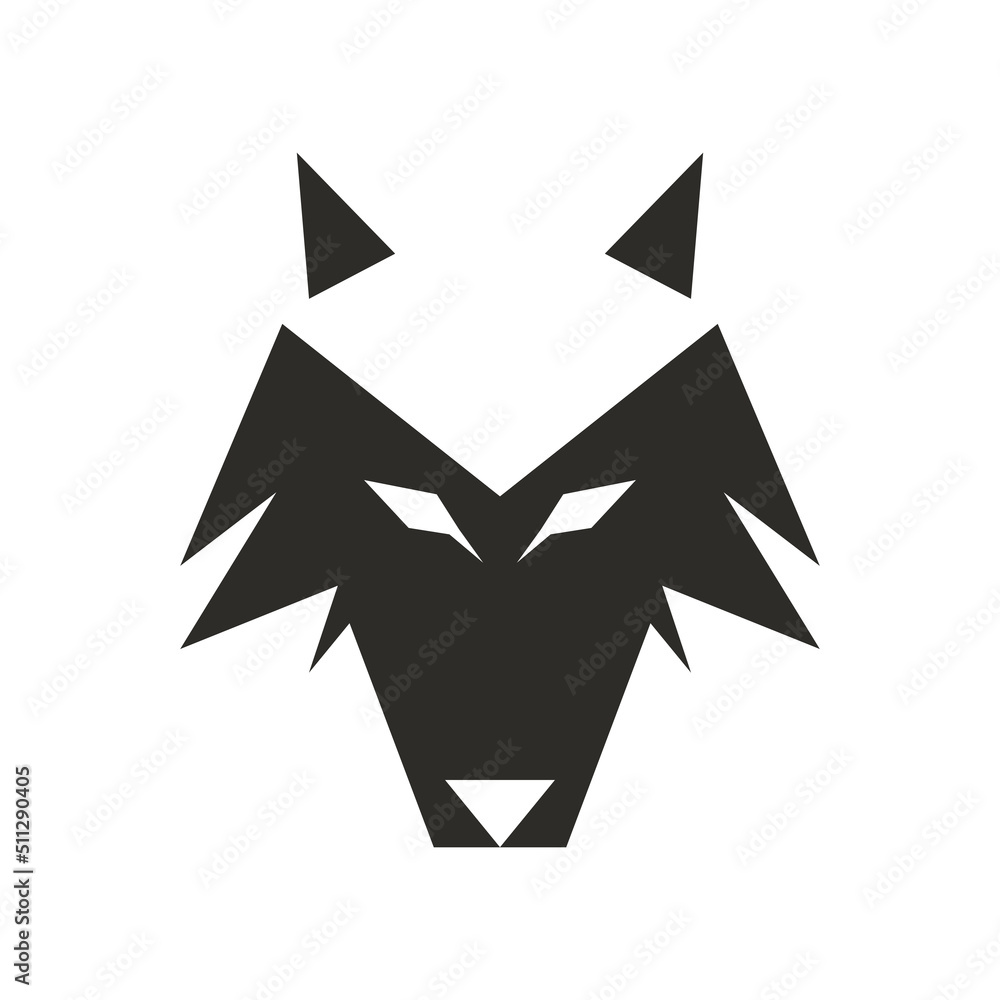 Wolf face animal vector illustration head. Wild dog icon and predator ...