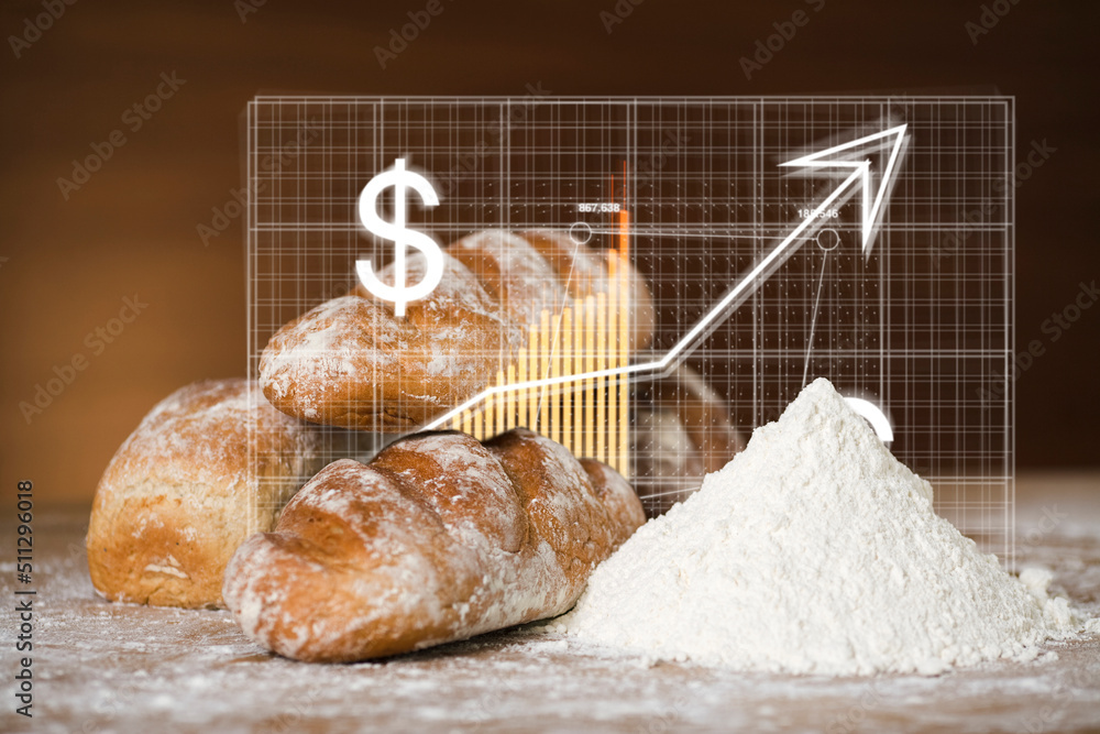 Financial chart wit bread and flour Stock Photo | Adobe Stock