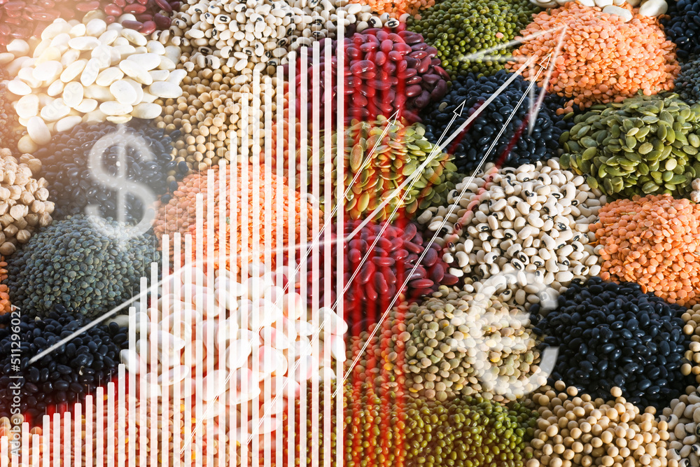 Financial chart and different types of grain Stock Photo | Adobe Stock