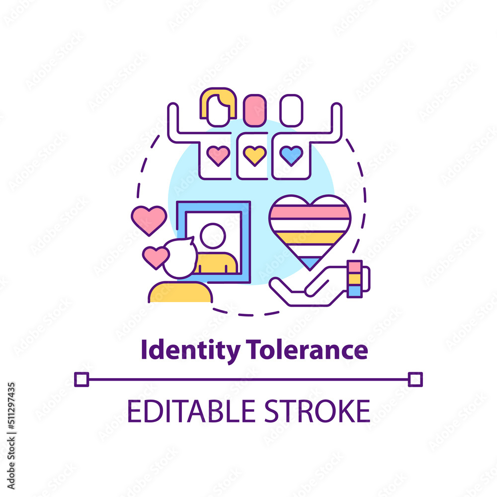 Identity tolerance concept icon. Admit orientation. Stage of coming out ...