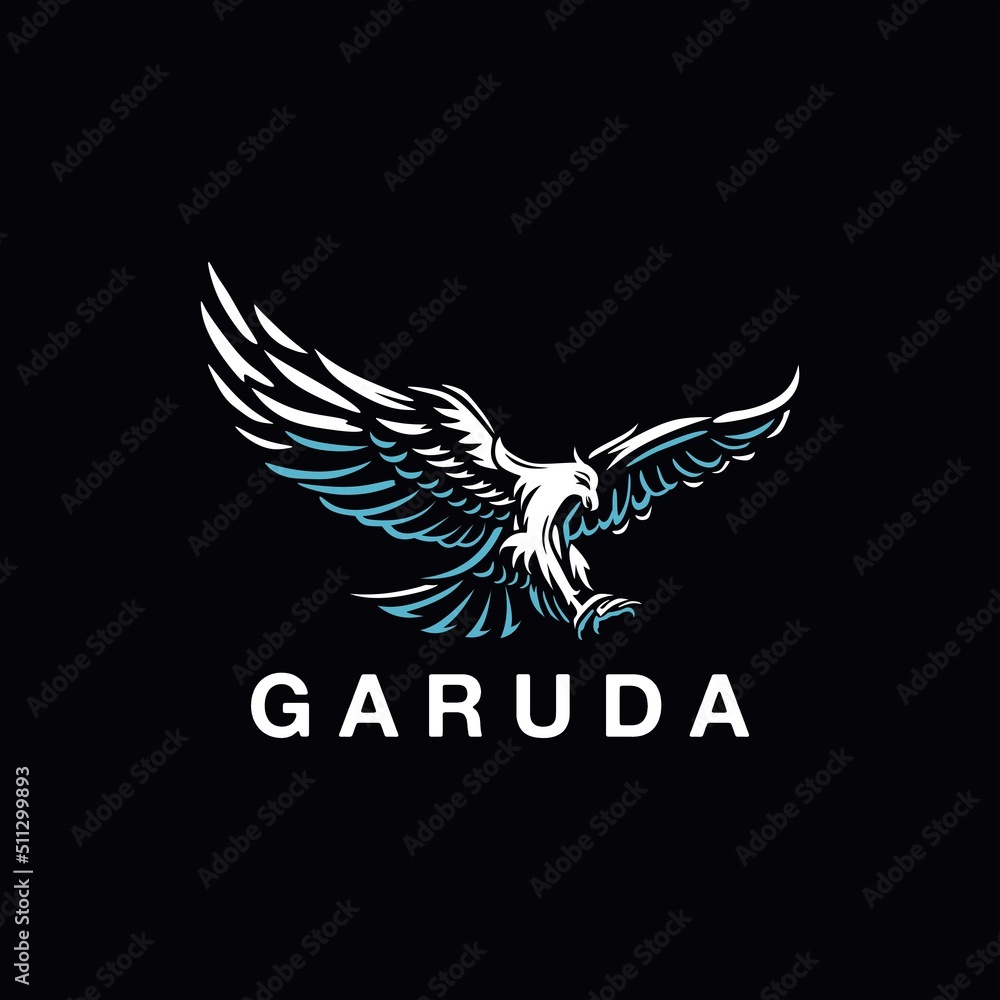 Vetor de eagle or garuda logo, silhouette of great hawk flying, vector ...