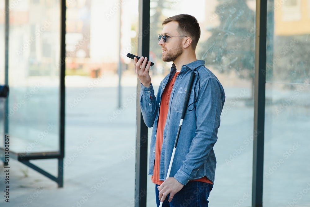 Blind man. People with disability, handicapped person and everyday life ...