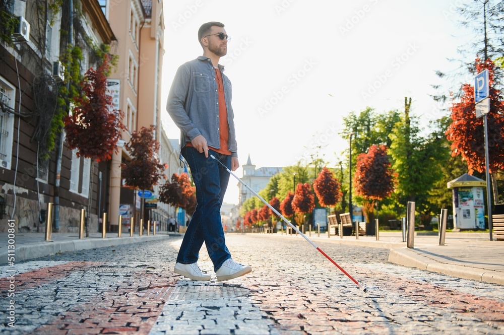 Blind man. People with disability, handicapped person and everyday life ...