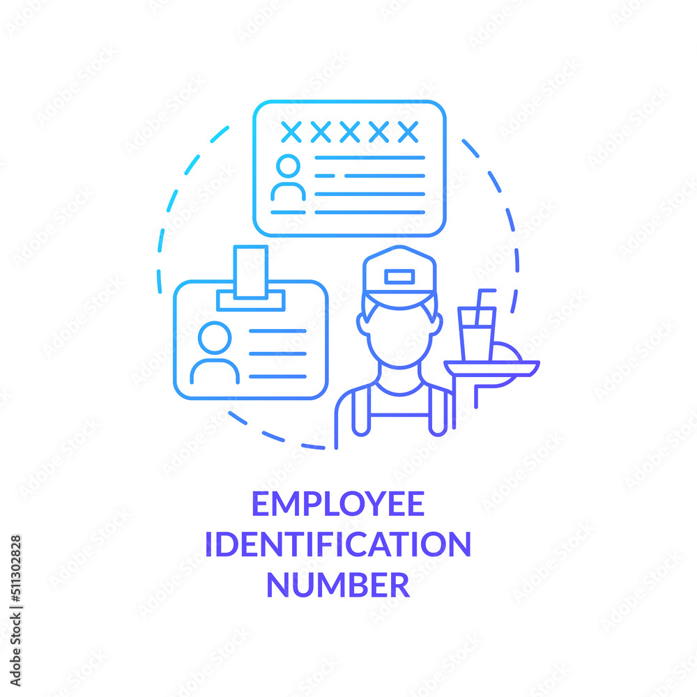 Employee identification number blue gradient concept icon. Restaurant ...