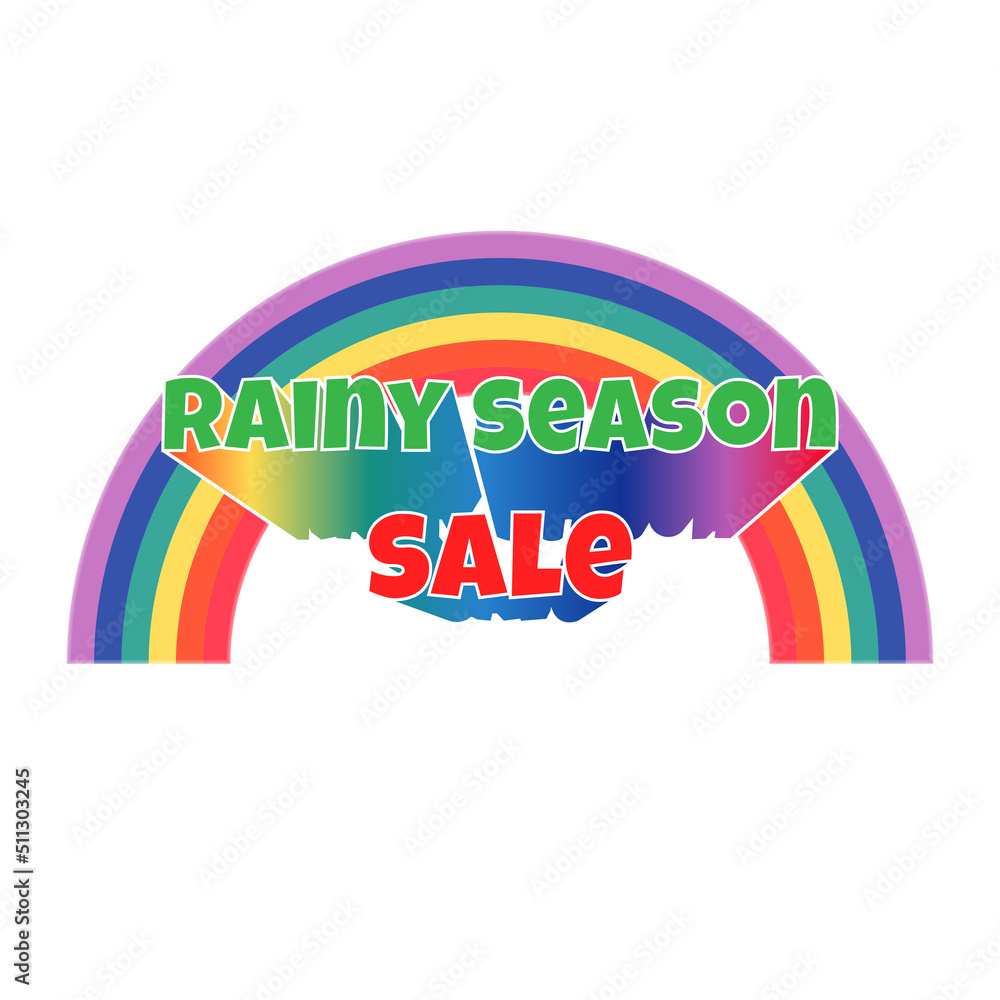 rainy season Sale Offer promotional and advertisement logo cartoon ...