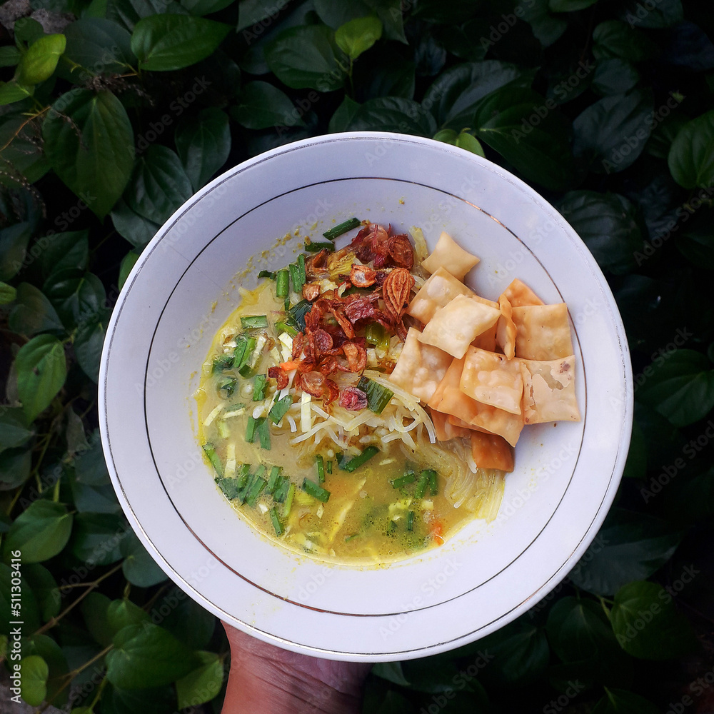 Soto ayam is a typical Indonesian food in the form of a kind of chicken ...