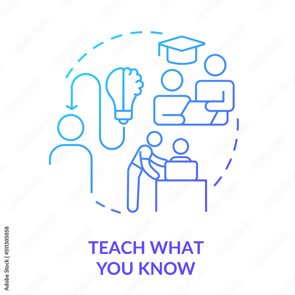 Teach what you know blue gradient concept icon. Share knowledge with ...