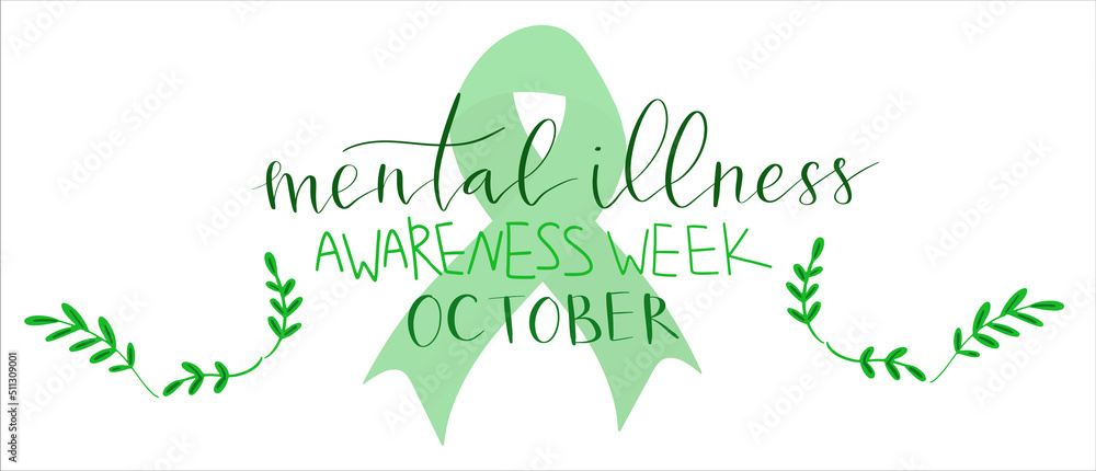 Mental Illness Awareness Week hand drawn brush lettering card template ...