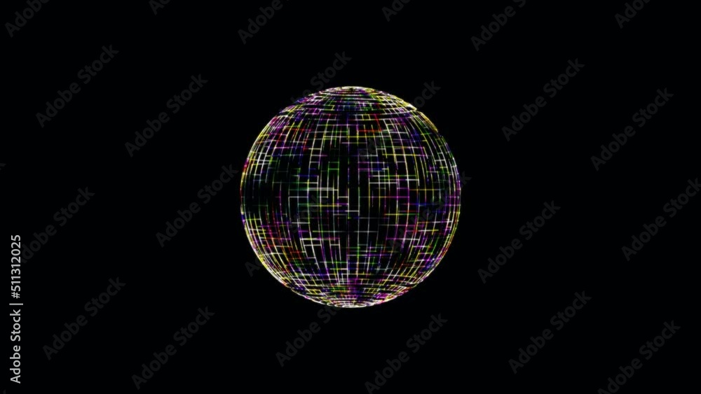 Geometric glow animated symbol of sphere, circle. Rotating world Wide ...