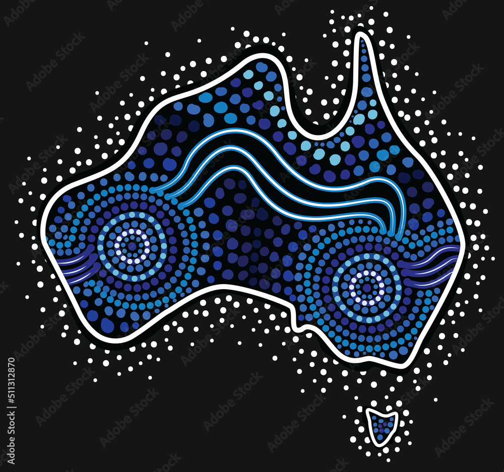 Map of Australia in aboriginal dot style Stock Vector | Adobe Stock