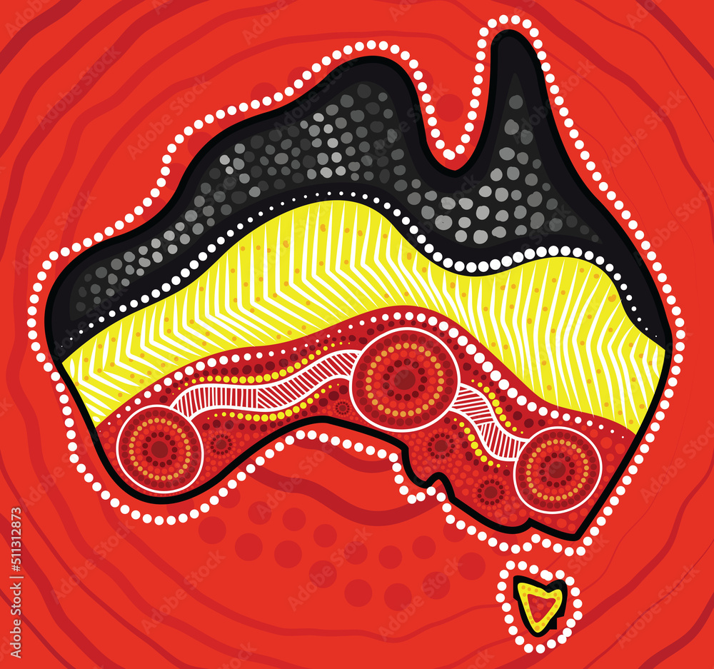 Aboriginal dot artwork with map of Australia Stock Vector | Adobe Stock