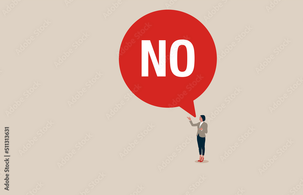 Woman says no. Symbol of refusal, rejecting abuse, harassment and ...