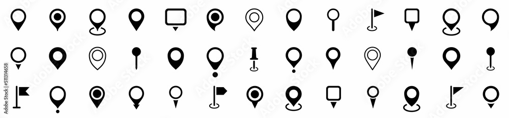 Set of Location pin icons. Modern map markers. Location mark icons. Map ...