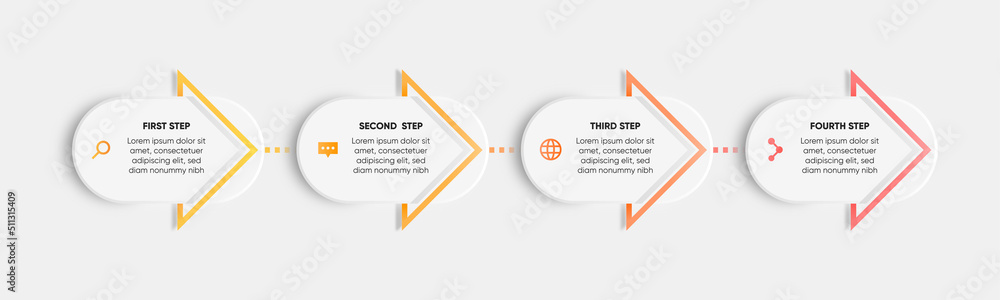 Infographic 4 steps with arrow line design. Modern step-by-step arrow ...