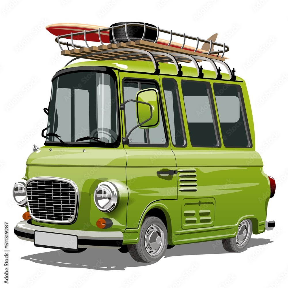 Cartoon Camper Van Stock Vector | Adobe Stock