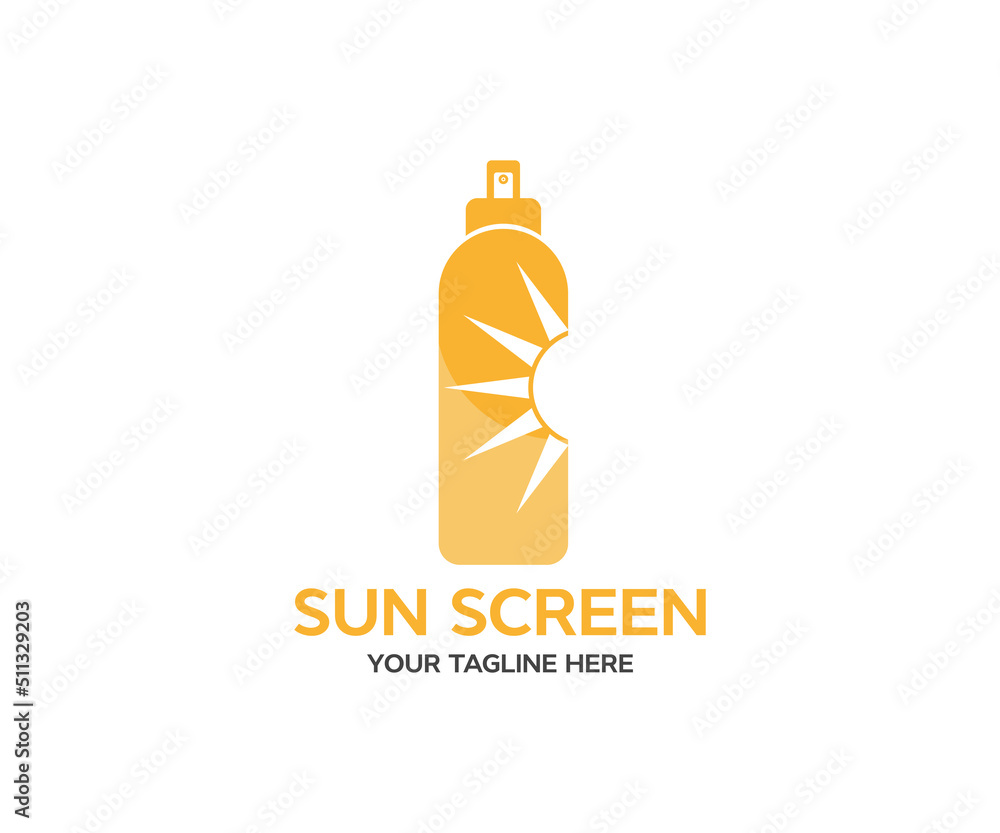 Sunscreen protection and sun safety. logo design. Sunscreen cream ...