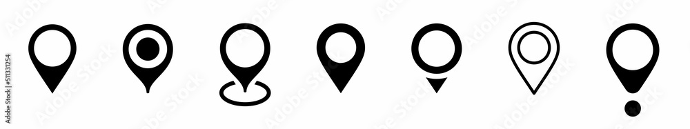 Set of Location pin icons. Modern map markers. Location mark icons. Map ...