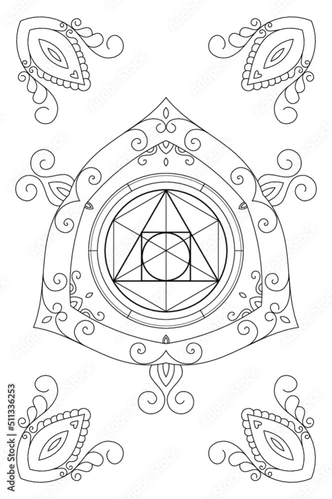 Philosopher Stone Sacred Geometry zentangle inspired design template ...