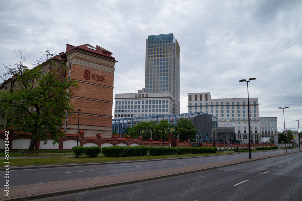 Unity Centre Tower or Szkieletor. Multifunctional business center, high ...
