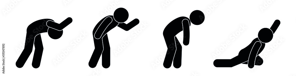 tired man icon, breakdown and exhaustion illustration, stick figure ...