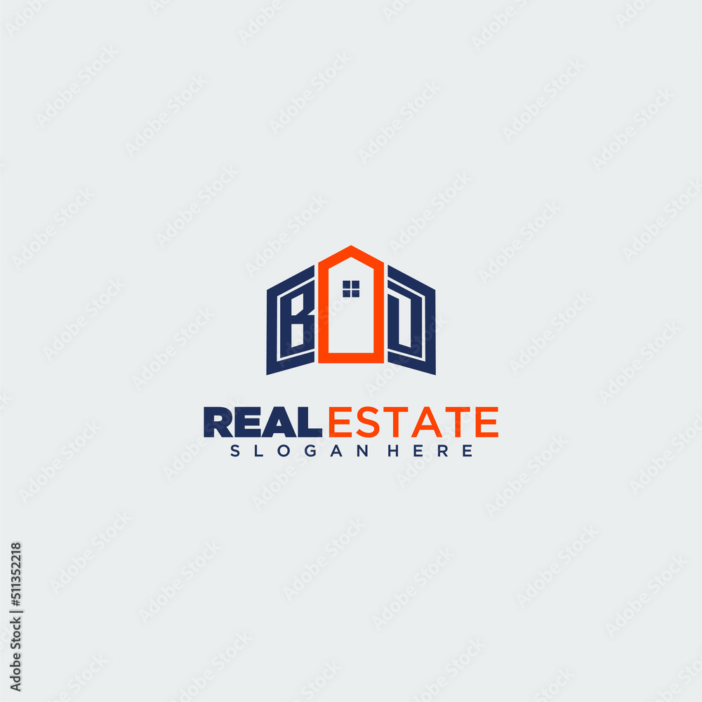 BD initial monogram logo for real estate design Stock Vector | Adobe Stock