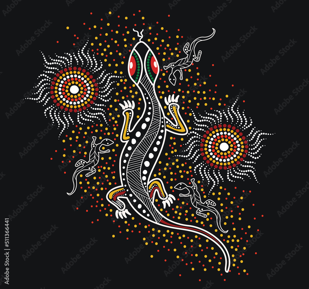 Aboriginal style of lizard art - Illustration Stock Vector | Adobe Stock