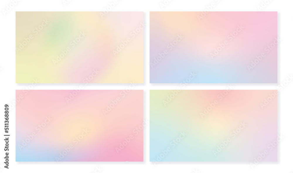 Set of 4 horizontal gradient backgrounds in light pastel colors with ...