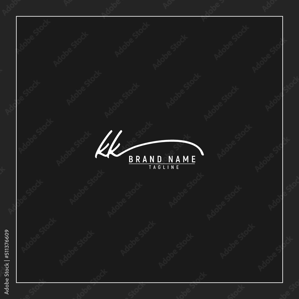 initials KK logo design signature monogram handwriting vector graphic ...