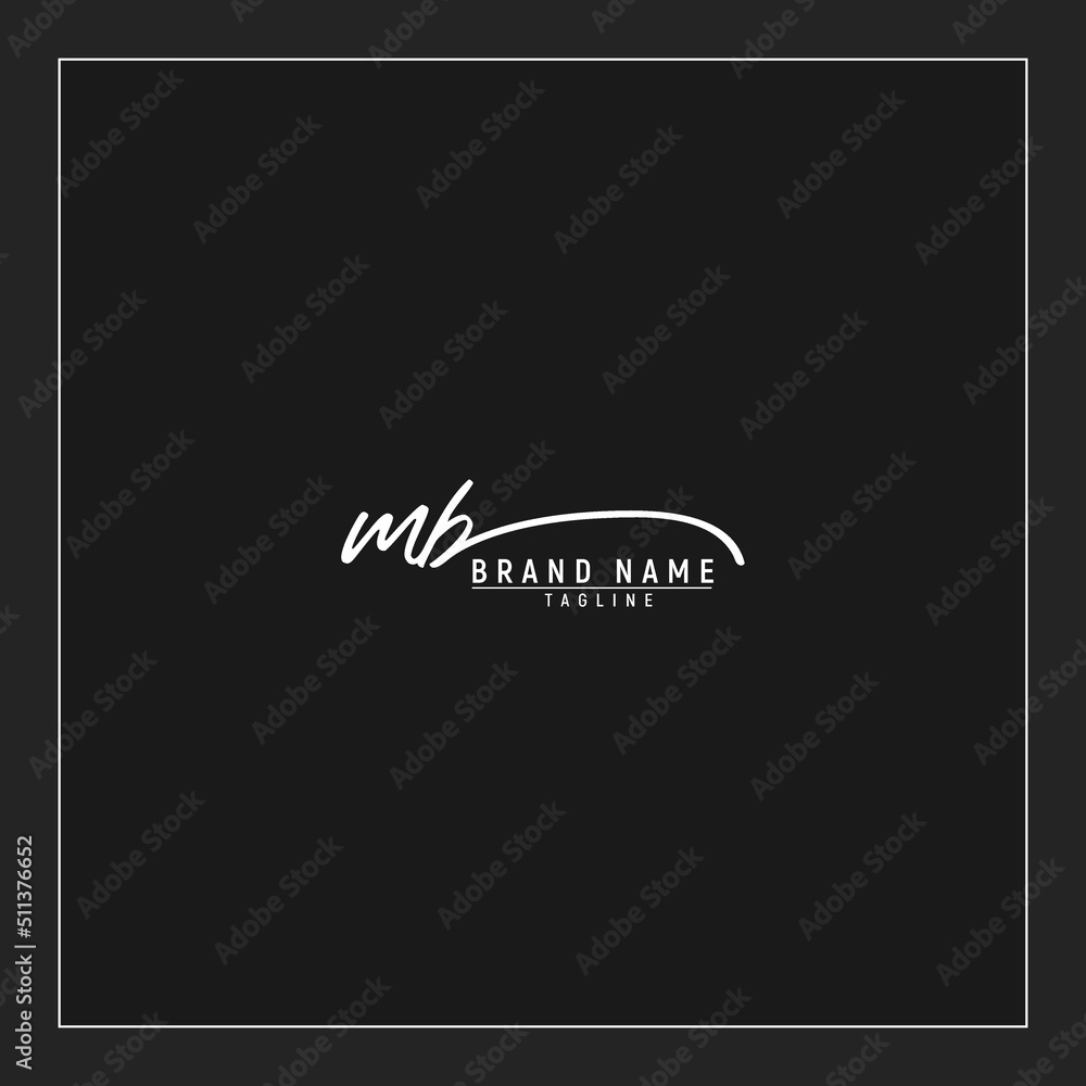 initials MB logo design signature monogram handwriting vector graphic ...
