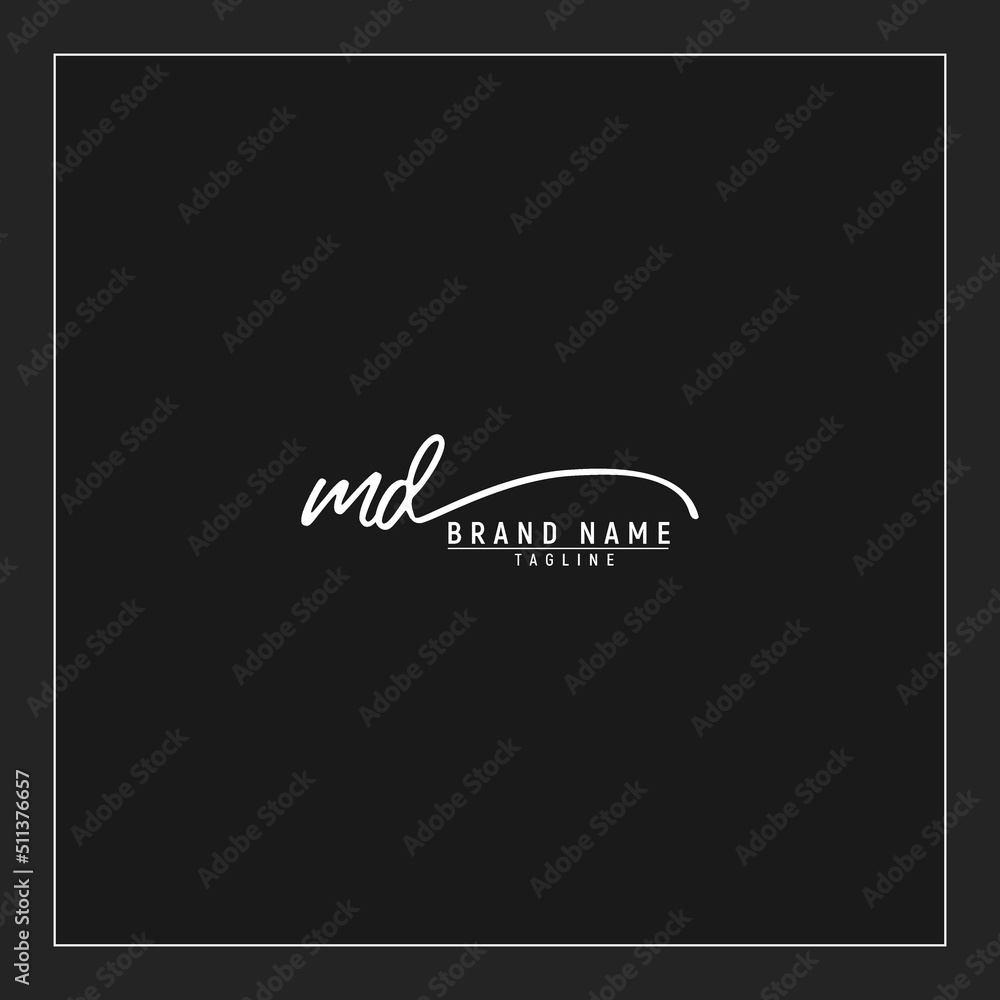 initials MD logo design signature monogram handwriting vector graphic ...