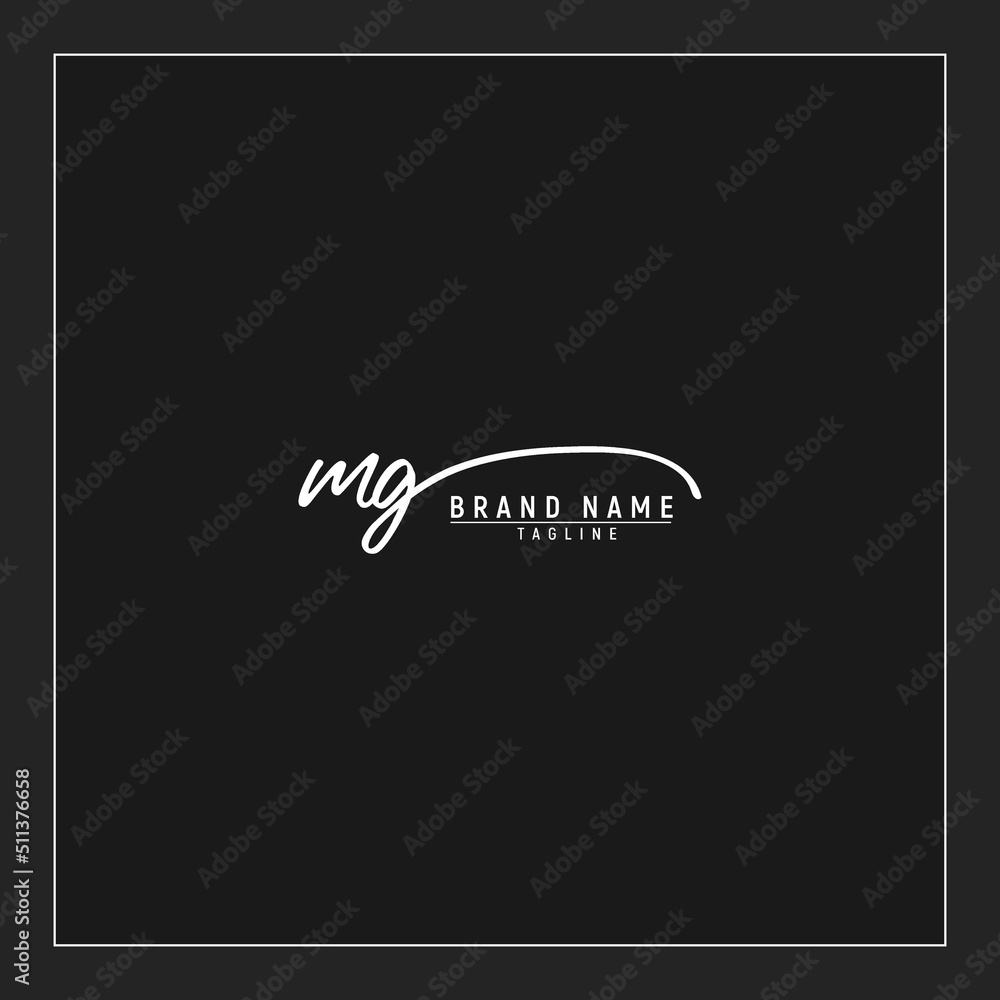 initials MG logo design signature monogram handwriting vector graphic ...