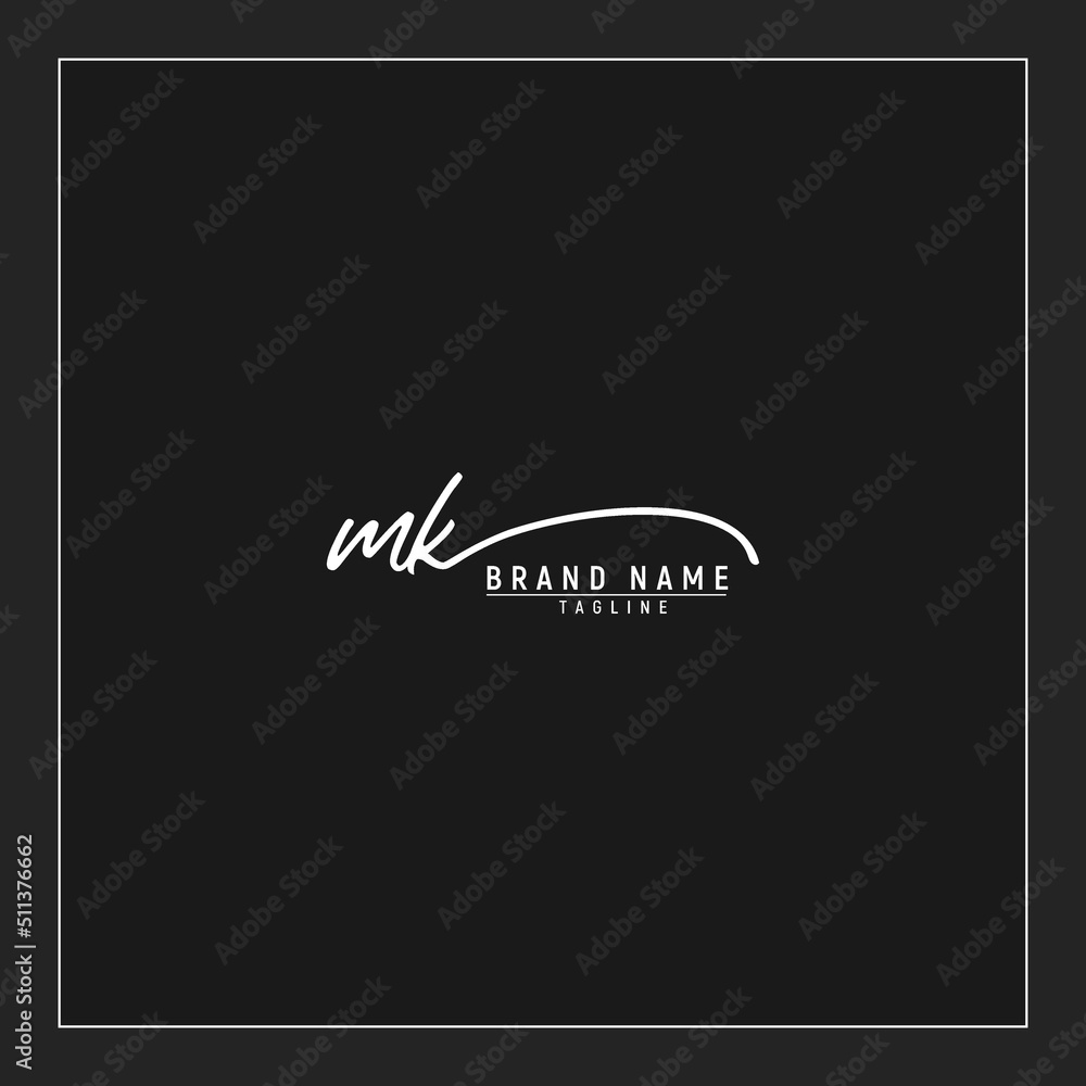 initials MK logo design signature monogram handwriting vector graphic ...