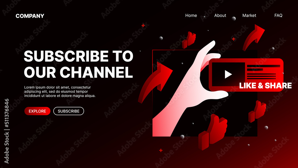 Subscribe to our Channel Banner. Red Website Landing Page Template ...
