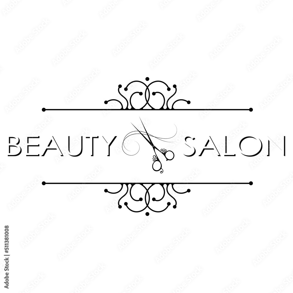 Scissors stylist and a curl of hair. Design for beauty salon and hair ...