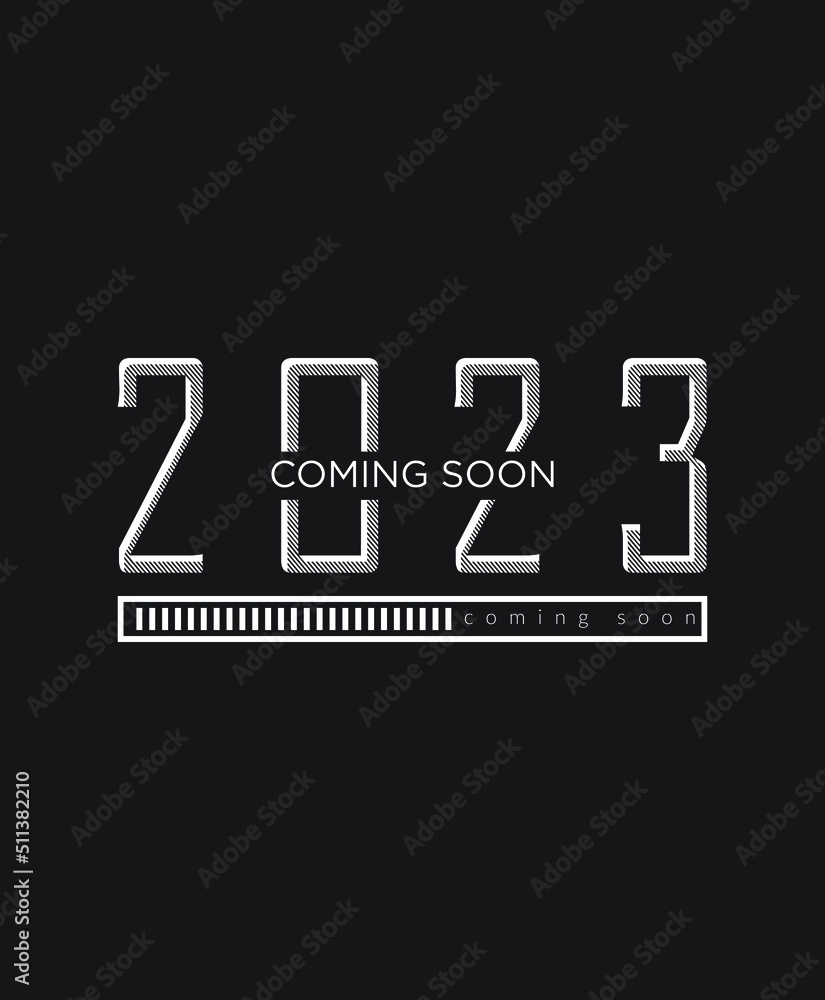 2023 Coming Soon - Poster or card template in doodle style. Vector ...