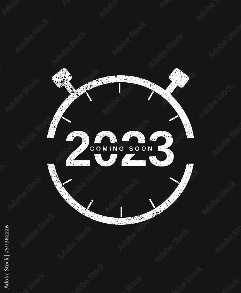 2023 Coming Soon - Poster or card template in doodle style. Vector ...