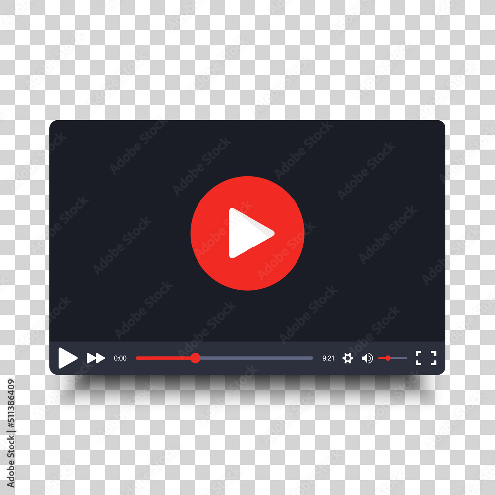 Video player frame. Video player interface screen. Video player frame ...