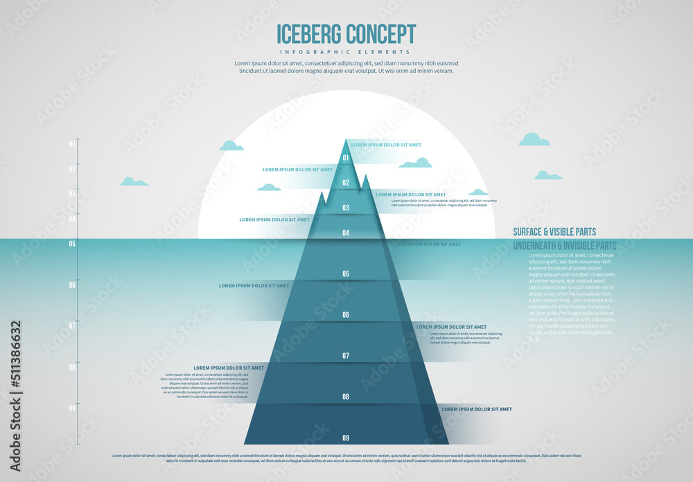 Iceberg Concept Infographic Stock Template | Adobe Stock