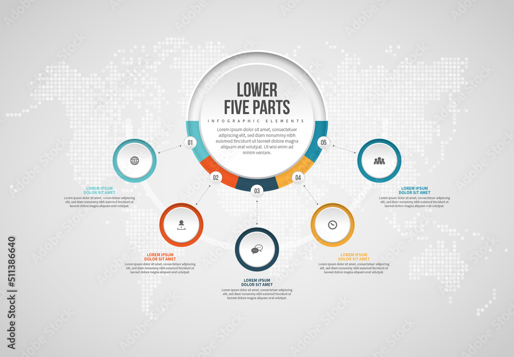 Lower Five Parts Infographic Stock Template | Adobe Stock