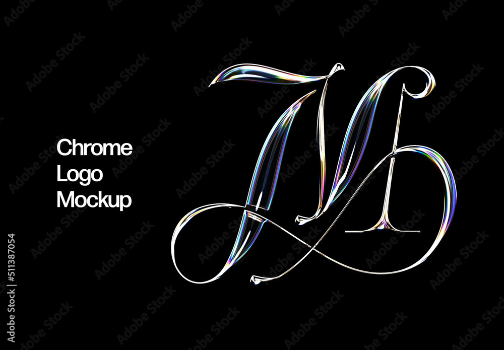 3D Glossy Chrome Logo Mockup Stock Template | Adobe Stock