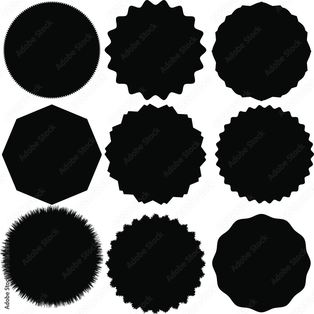 Big set of round abstract black backgrounds. Modern contemporary ...