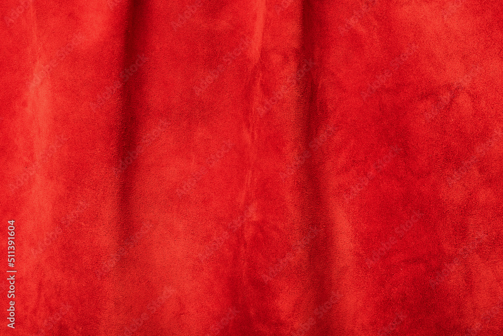 Red matte background of suede. Velvet texture of seamless leather. Red ...
