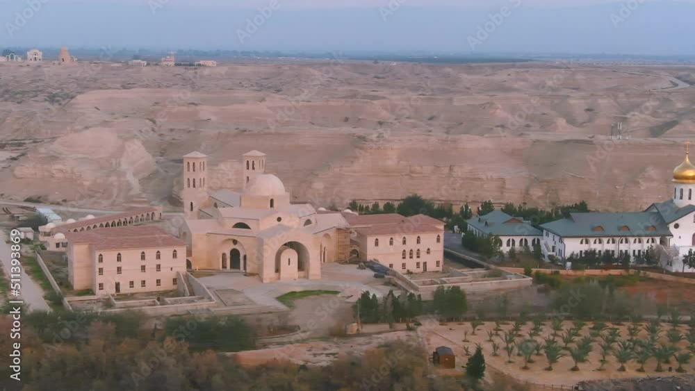 Video Stock Aerial view over Qasr al-Yahud or The land of the ...