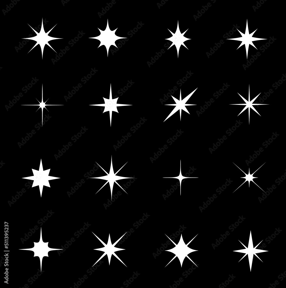 Star sparkle and twinkle, star burst flashes and shine glitter sparks ...